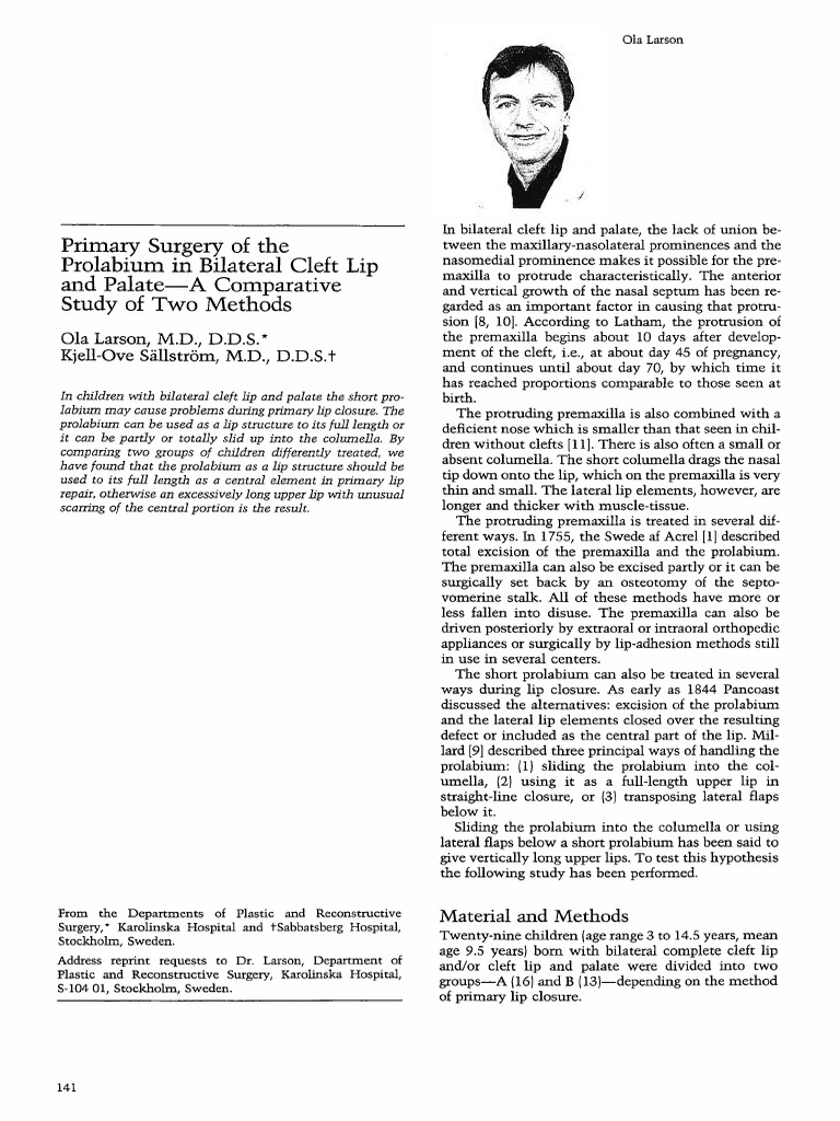 Primary Surgery of Prolabium in BCLCP | PDF