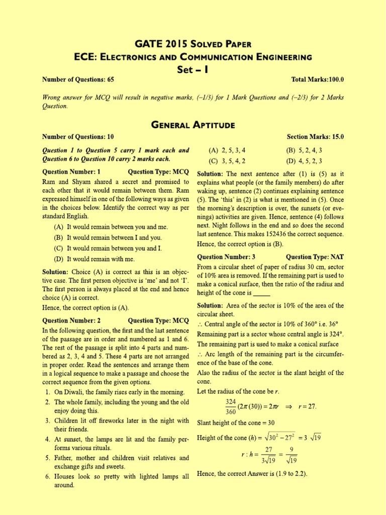 GATE 2015 - Electronics - Communications Engineering Question Paper ...
