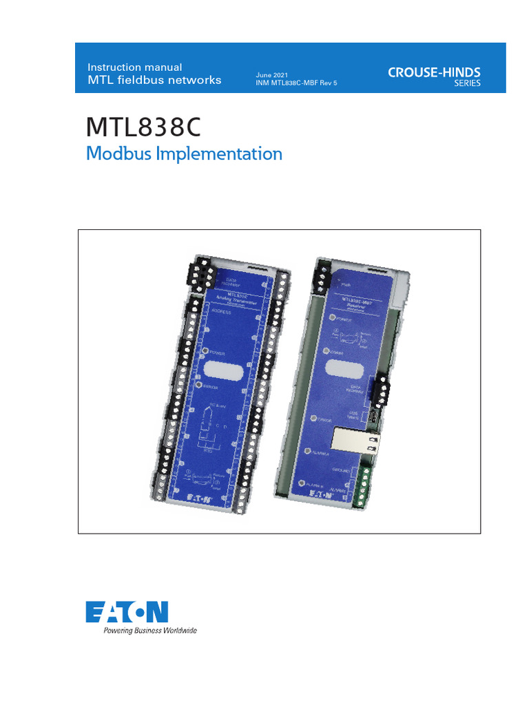 Crouse Hinds Mtl838C MBF Modbus Implementation Manual | PDF Crouse Hinds Mtl838C MBF Modbus Implementation Manual | PDF