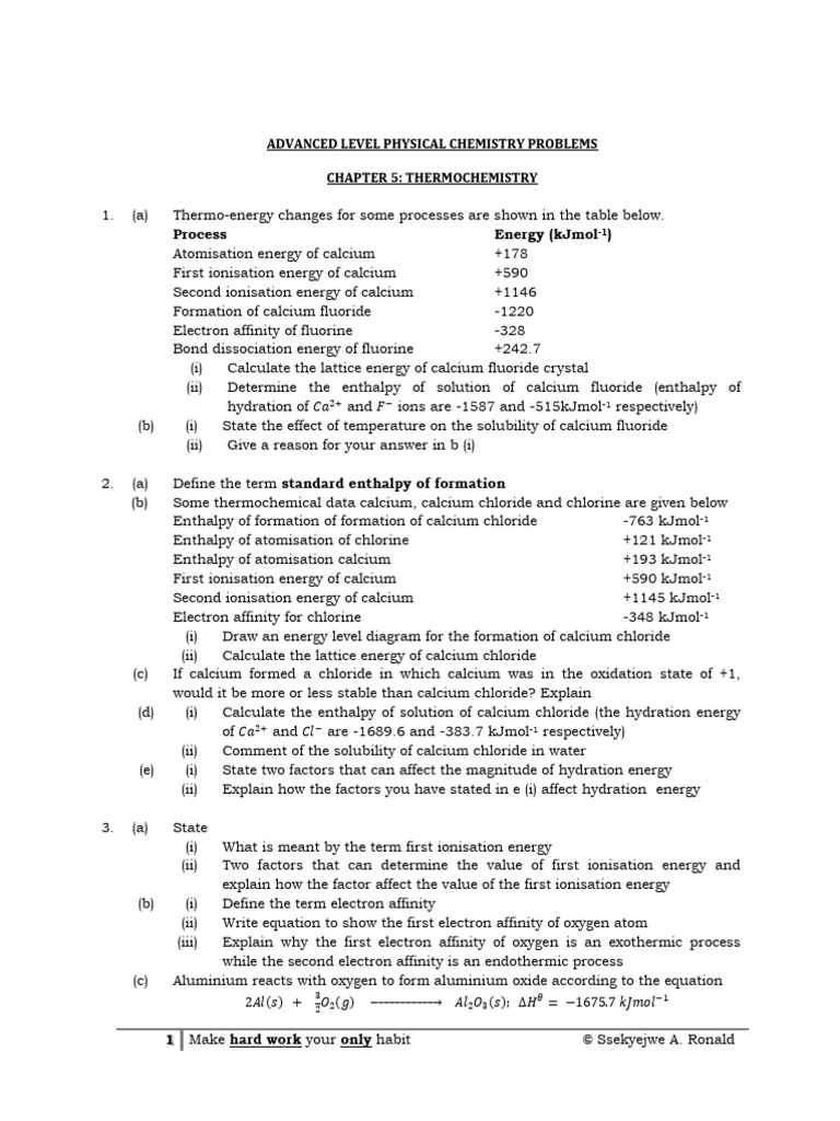Roni - Thermochemistry Probs | PDF