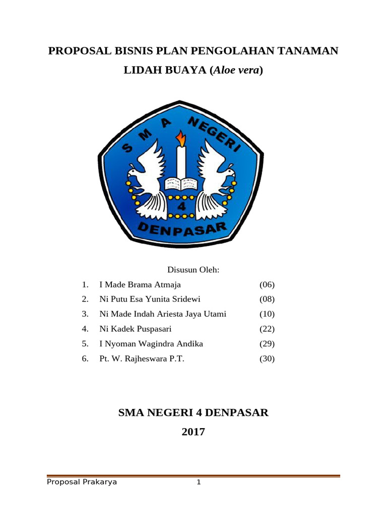 Proposal Bisnis Plan Tanaman Lidah Buaya | PDF