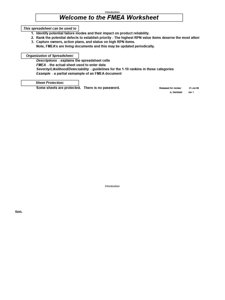 FMEA Template | PDF