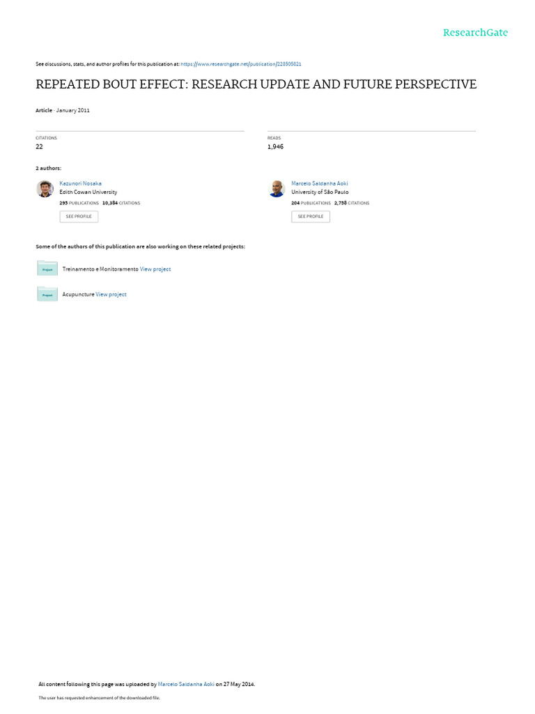 Repeated Bout Effect Research Update and Future Pe | PDF