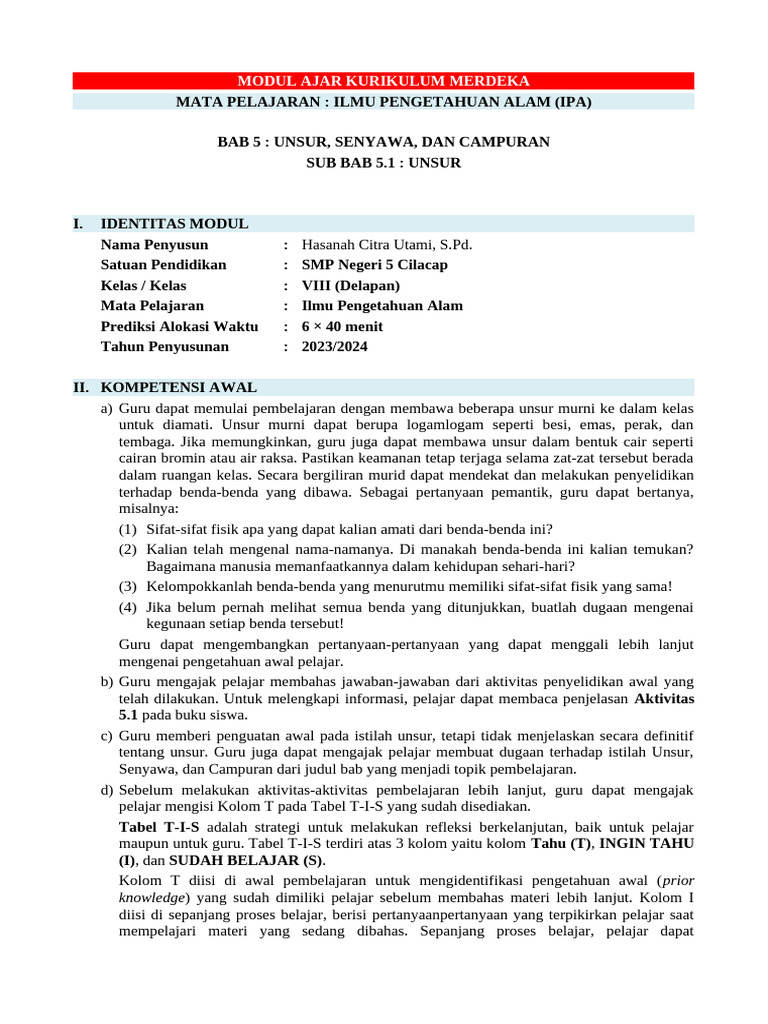 Modul IPA 8 - Bab 5 | PDF