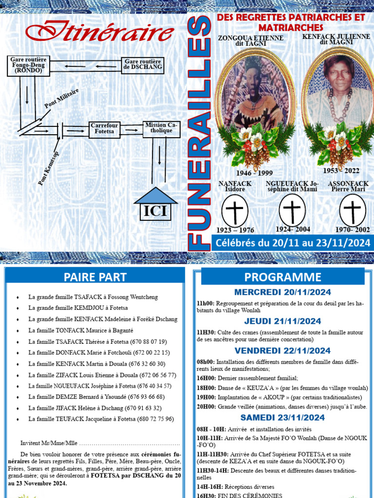 Programme Funéraille Papa Bernard Quartier | PDF
