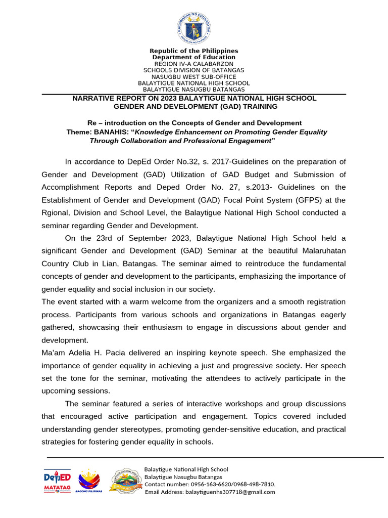 Narrative Report Gad | PDF