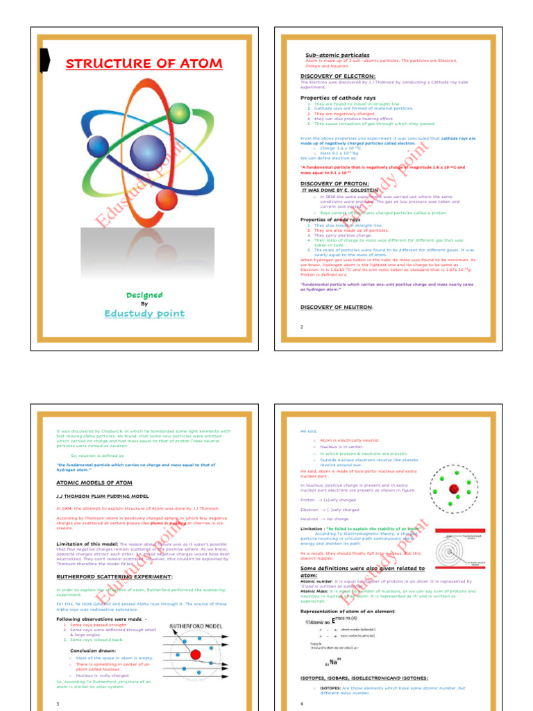 Key Concepts of Atomic Structure | PDF | Atomic Orbital | Atoms
