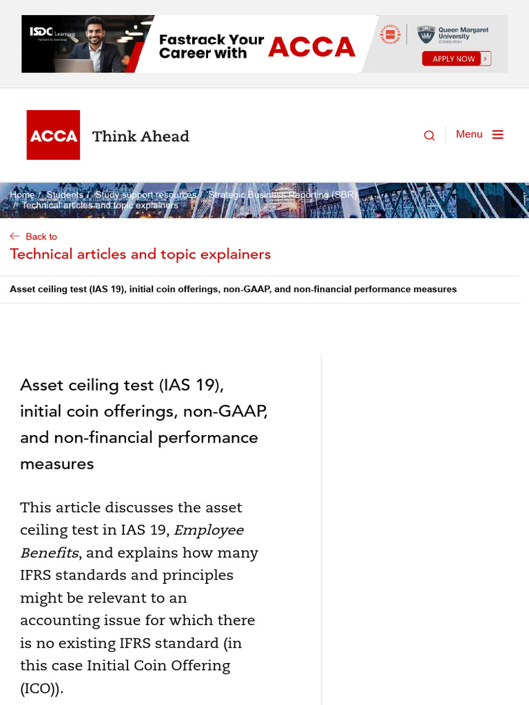 Asset Ceiling Test (IAS 19), Initial Coin Offerings, non-GAAP, and Non ...