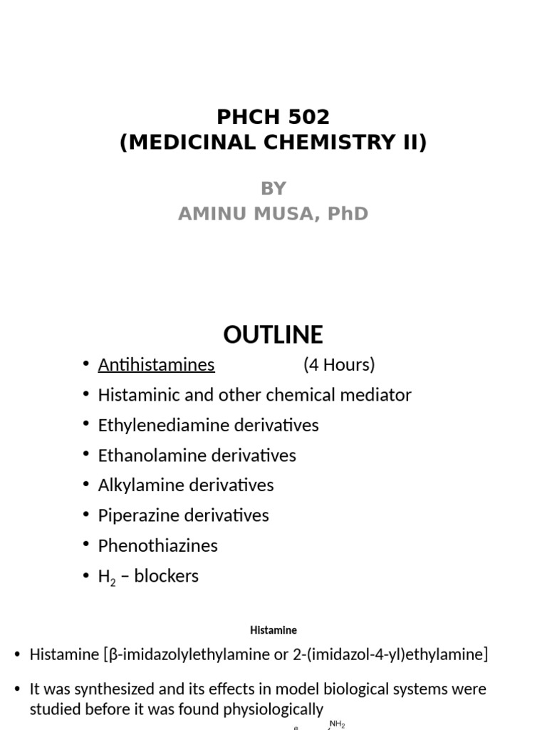 PHCH 502 Antihistamines-1 | PDF