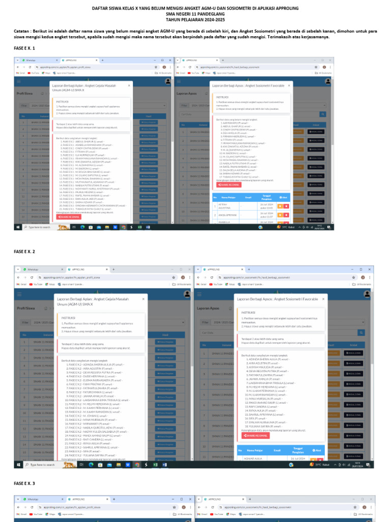 Daftar Siswa Kelas X Yang Belum Mengisi Angket Agm-U Dan Sosiometri | PDF