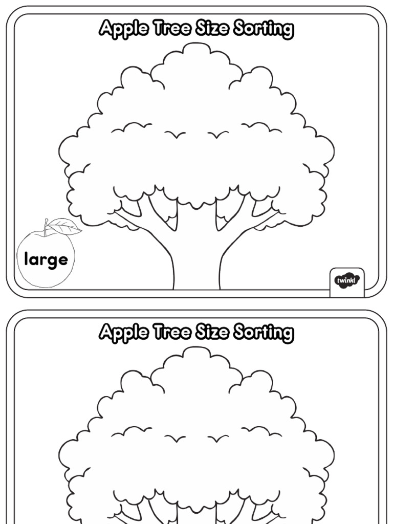 Black and White Apple Tree Size Sorting Activity | PDF