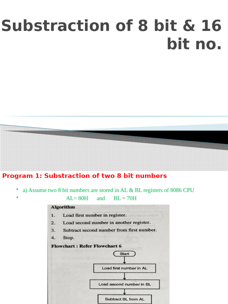 2.substraction of 8 Bit & 16 Bit No | PDF