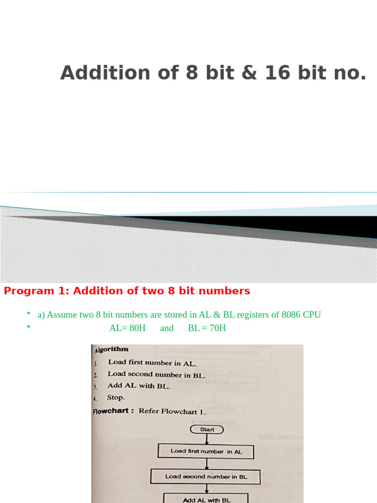 1.addition of 8 Bit & 16 Bit No | PDF