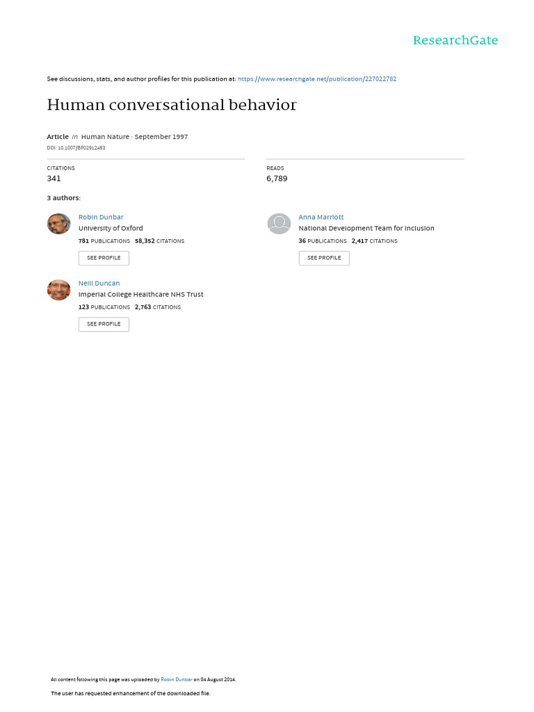 Human Conversational Behavior | PDF | Conversation | Information