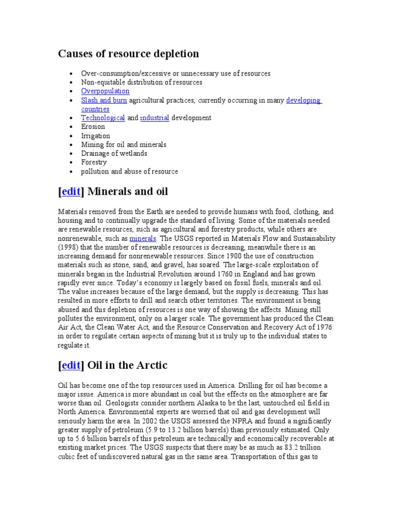 Causes of Resource Depletion | PDF | Conservation Movement | Deforestation