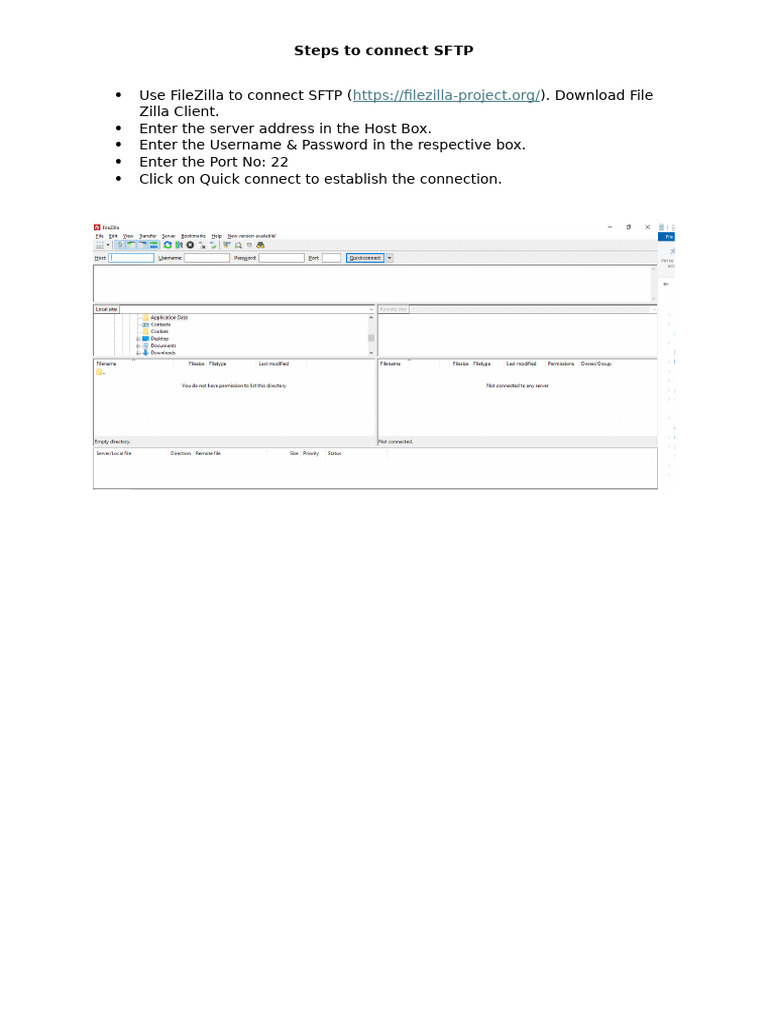 Use FileZilla To Connect SFTP | PDF