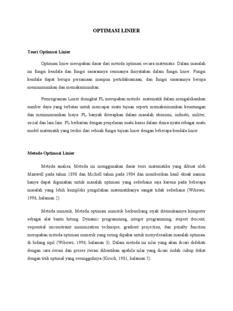 OPTIMASI LINIER Gia | PDF