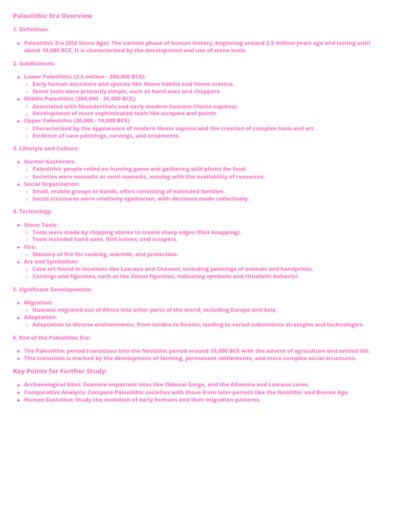 Paleolithic Era Overview | PDF