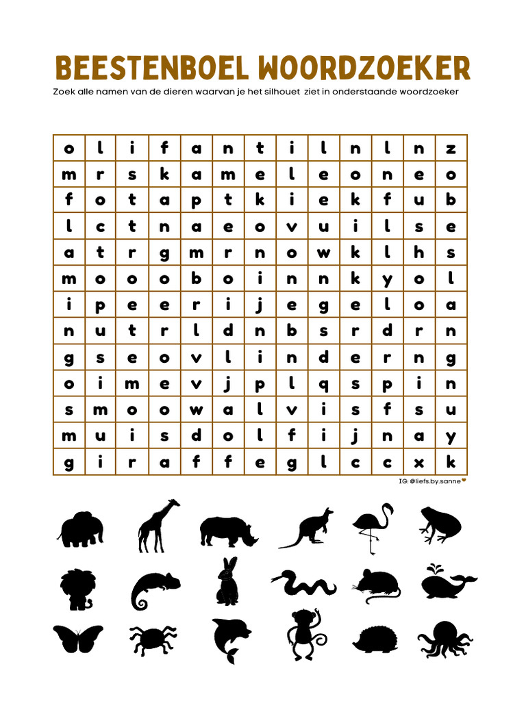 Beestenboel Woordzoeker - Liefs by Sanne | PDF