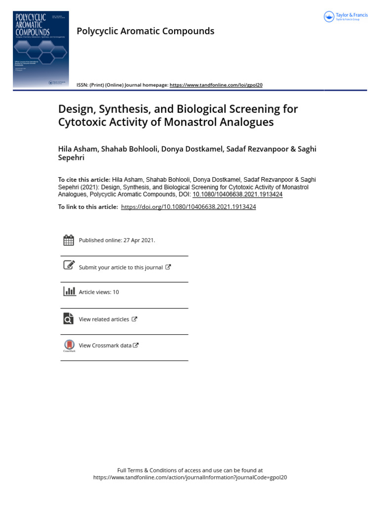 Design, Synthesis, and Biological Screening For Cytotoxic Activity of ...