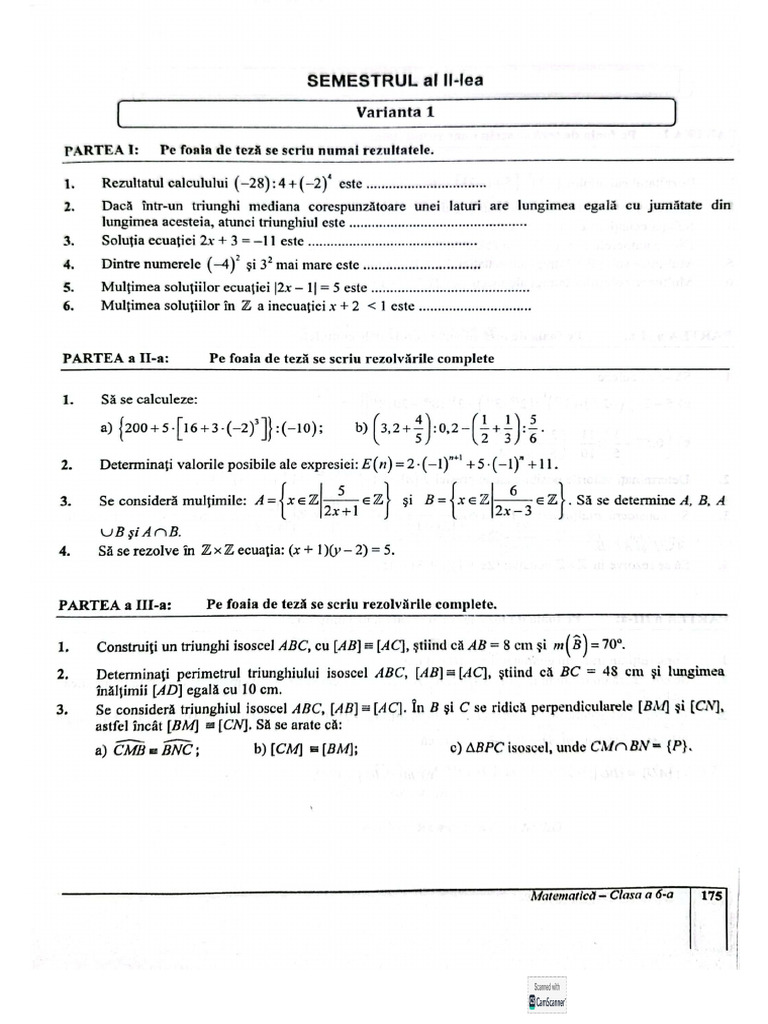 PT Test Initial Clasa 7 | PDF
