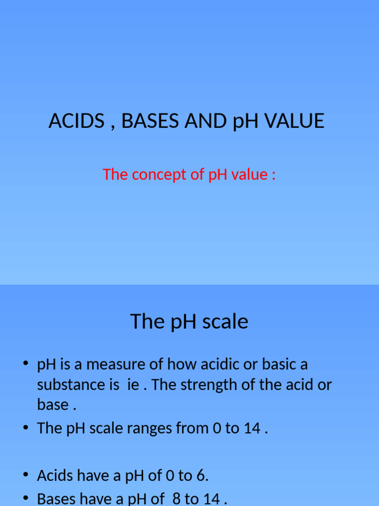 Acids, Bases and PH Value | PDF