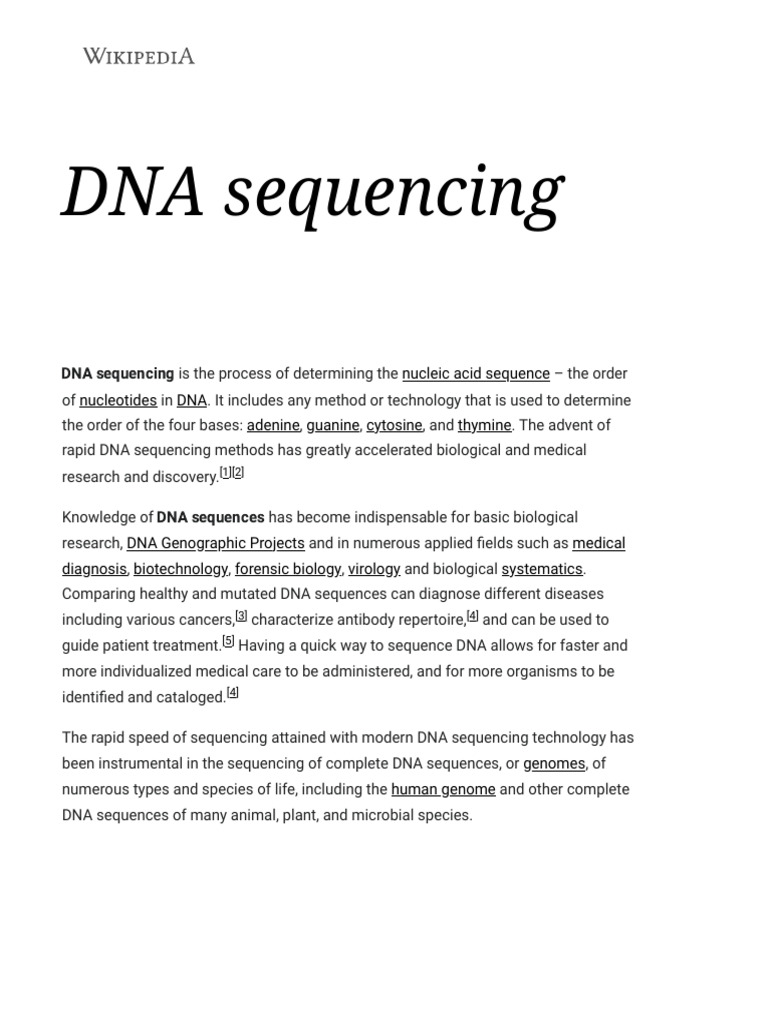 DNA sequencing - Wikipedia | PDF