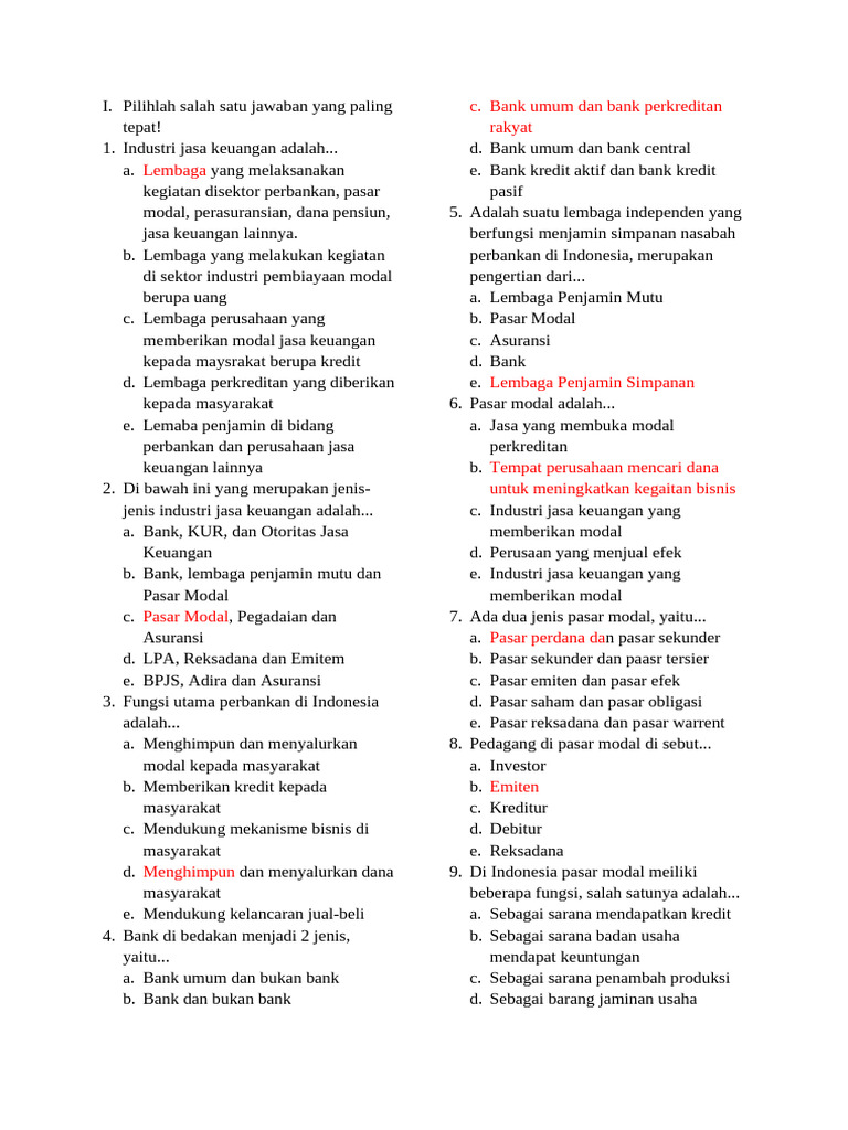Soal Ekonomi Kelas 10 - Lembaga Keuangan | PDF | Hukum