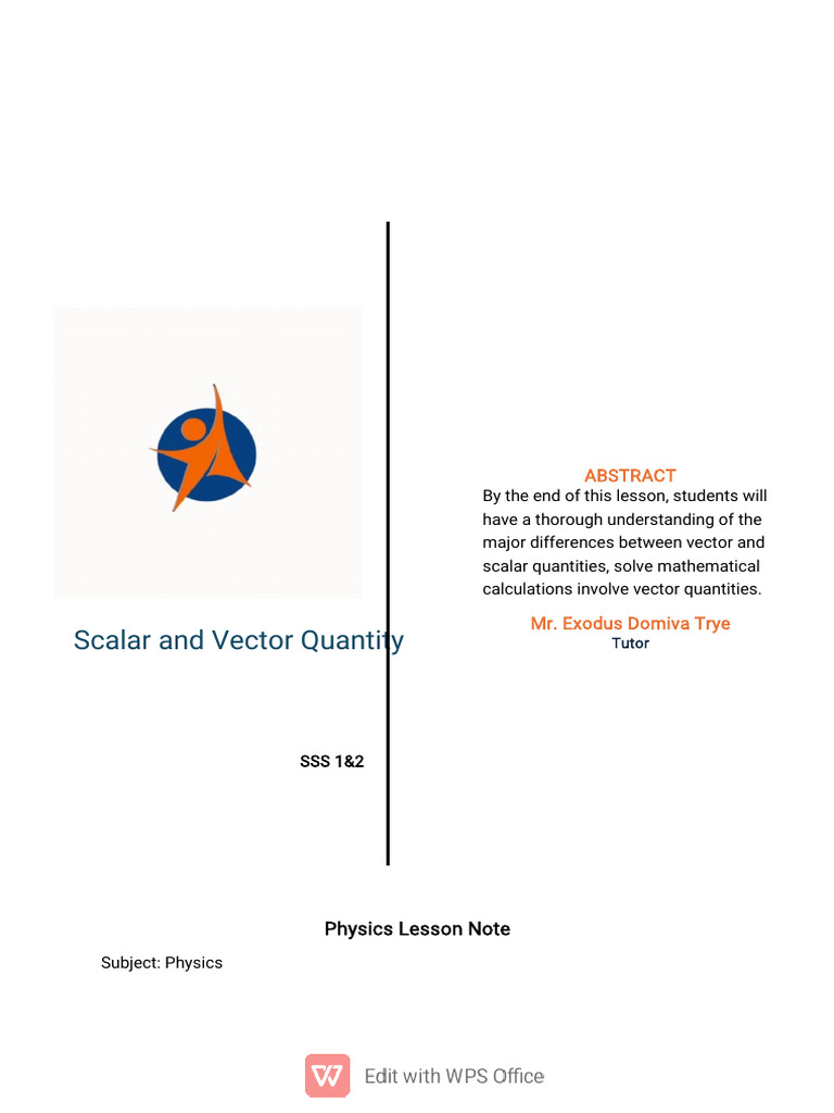 Physics Note 3 For SSS 1and 2 | PDF | Euclidean Vector | Science & Mathematics