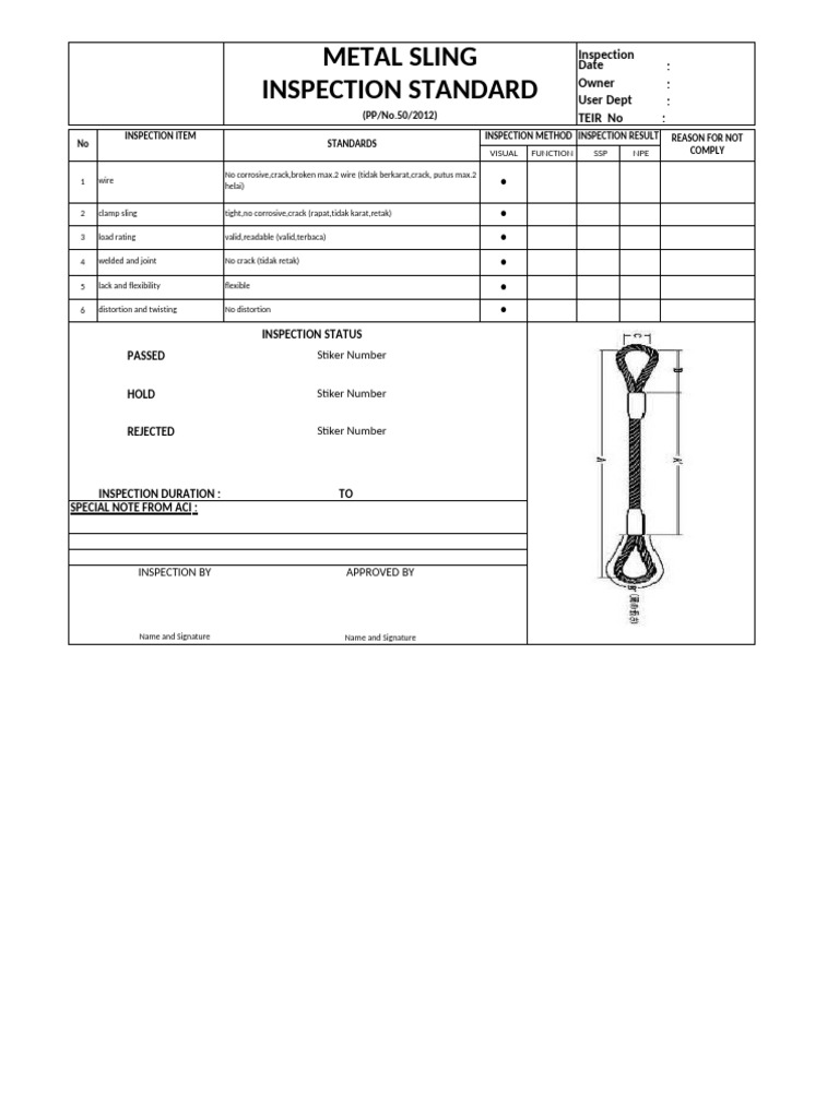 F2820-P0043-01 Att-14 Wire Sling Inspection Standard | PDF