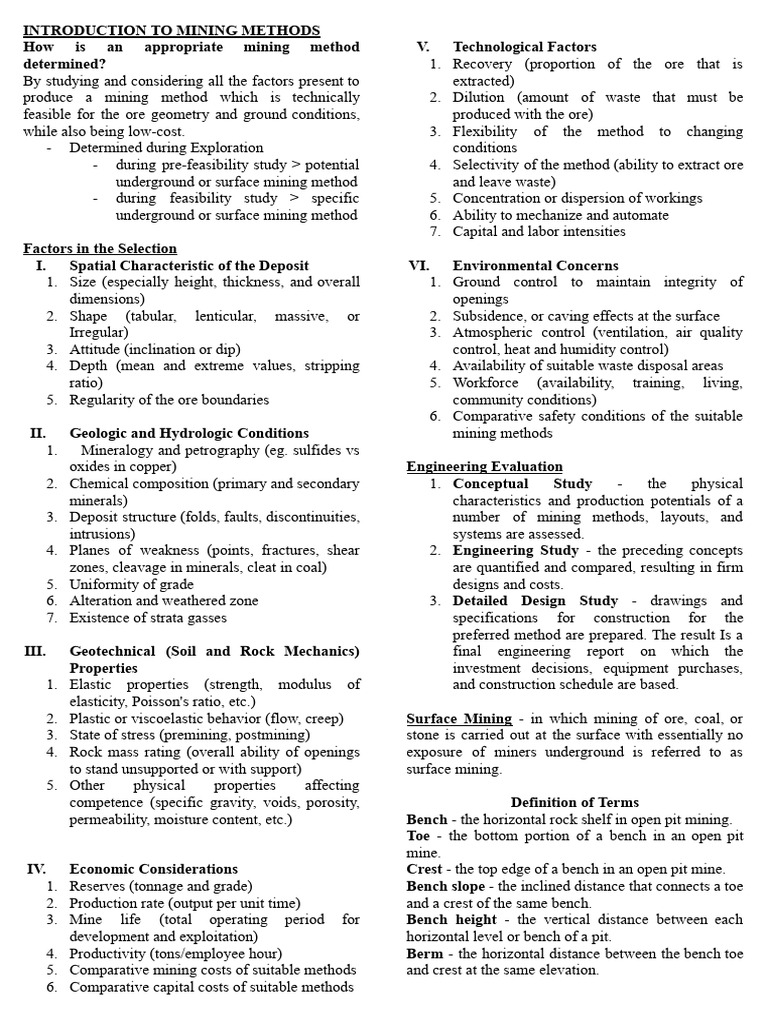 Introduction To Mining Methods | PDF