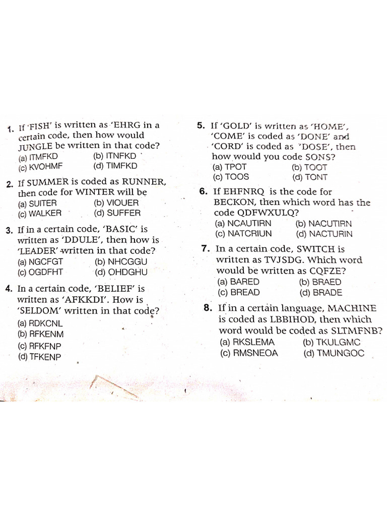 Coding and Decoding | PDF