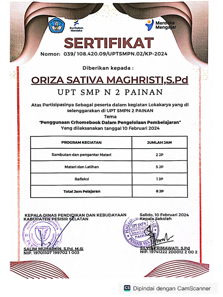 Sertifikat Lokakarya 2 | PDF