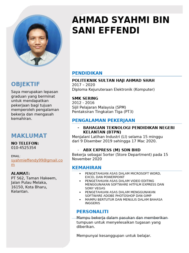 Resume Ahmad Syahmi 2 | PDF