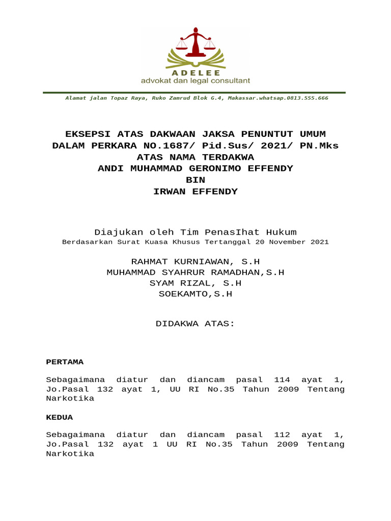 Eksepsi Geronimo | PDF