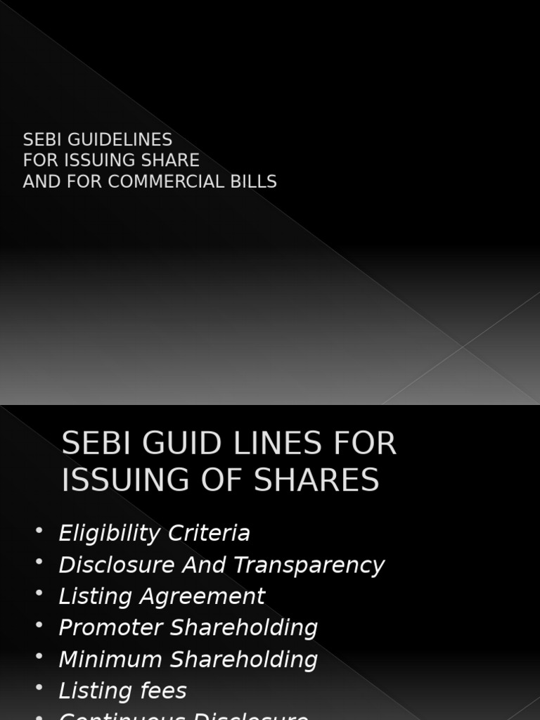 Sebi Guidelines | PDF