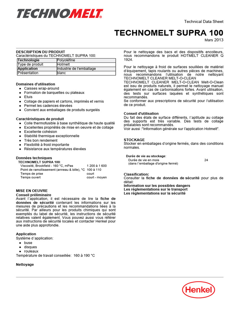 Ts FR Tapes and Glues Technomelt Supra 100-00-29062015 | PDF
