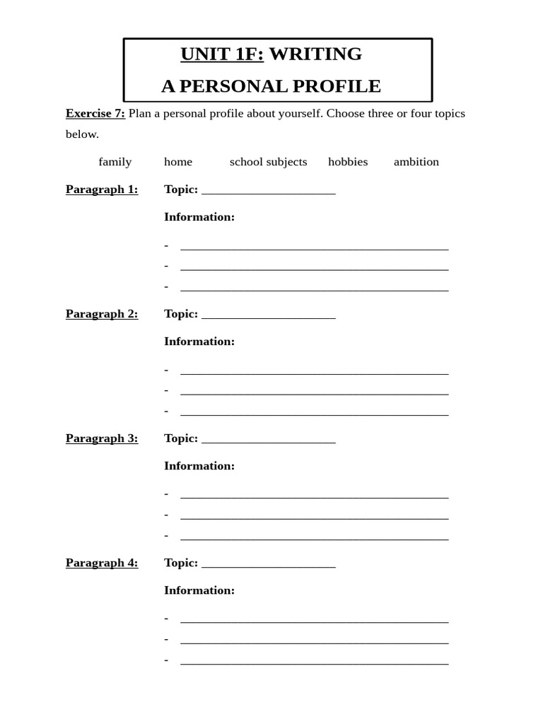 Personal Profile Sheet | PDF