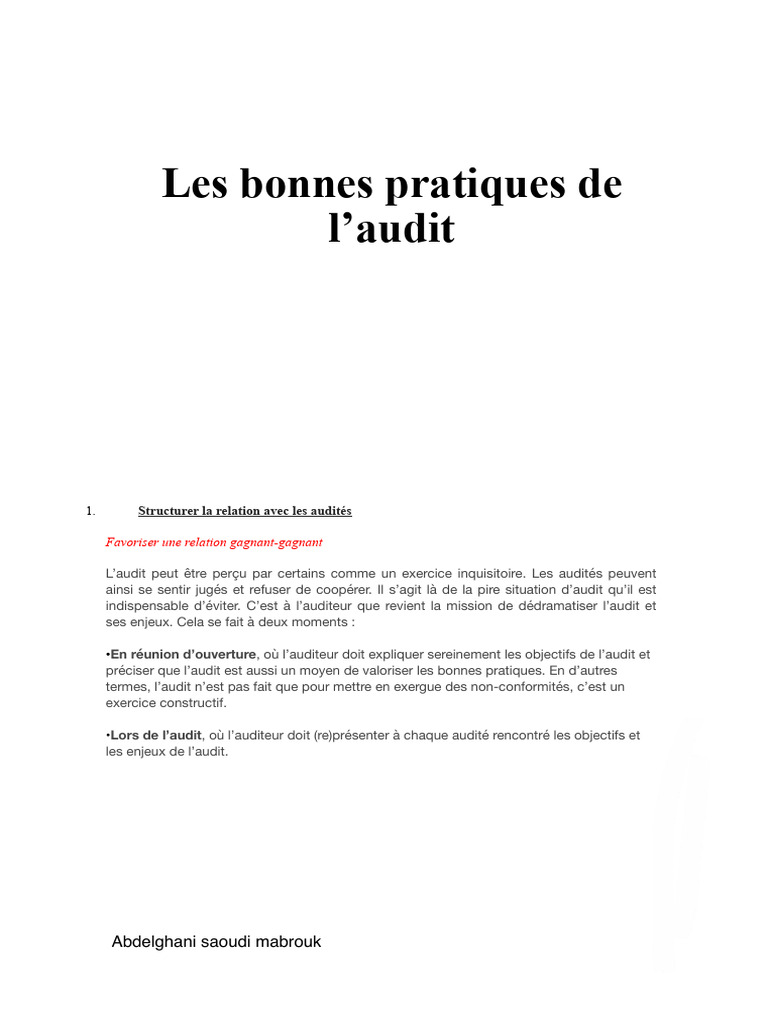 La Bonne Pratique de L Audit | PDF