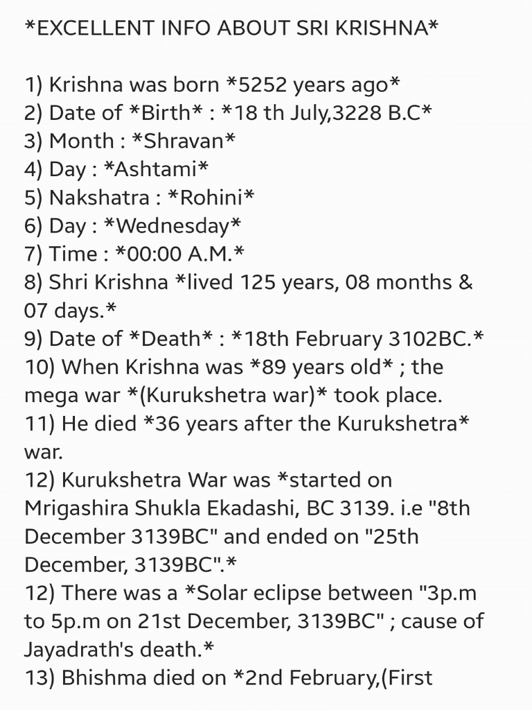 Krishna Facts | PDF