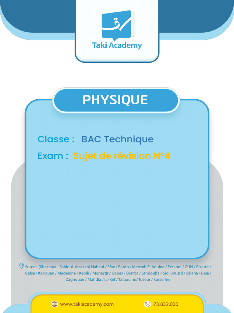 664ce81953a1d - Enoncé Sujet 4 Bac Tech Pack Revision 2024 | PDF