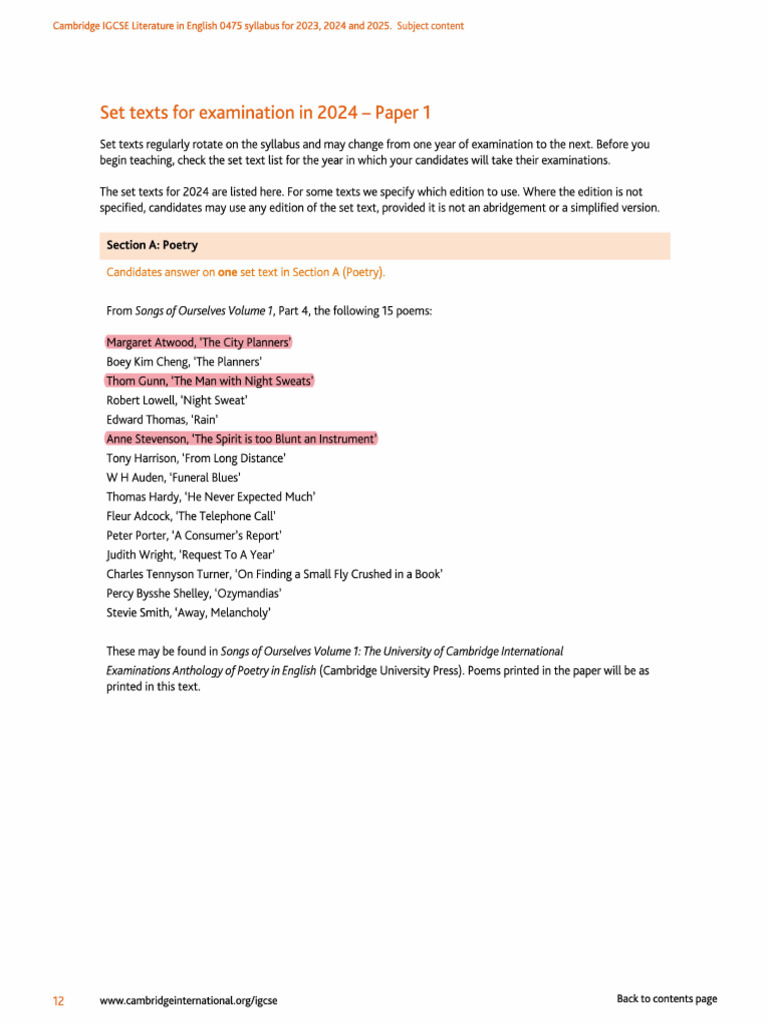 Set Books 2024 Lit | PDF