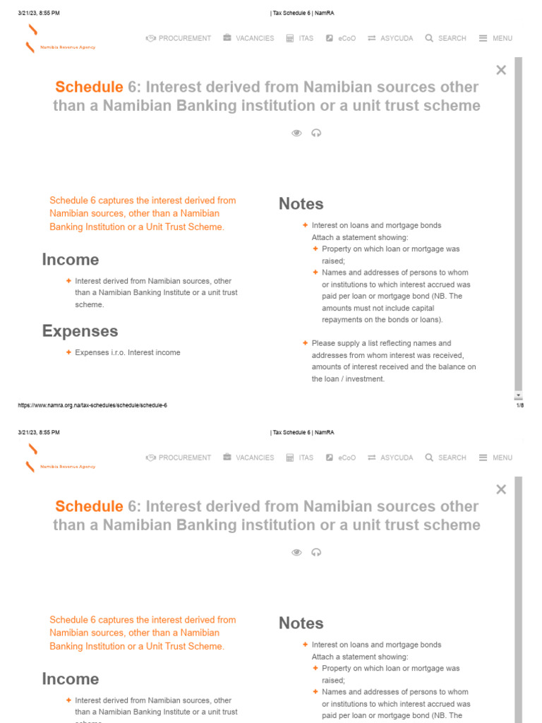 Tax Schedule 6 Interest Derived | PDF