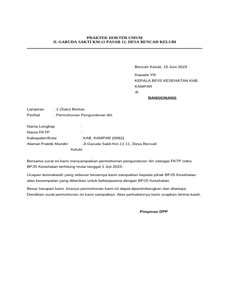 Surat Permohonan Pemutusan Bpjs | PDF