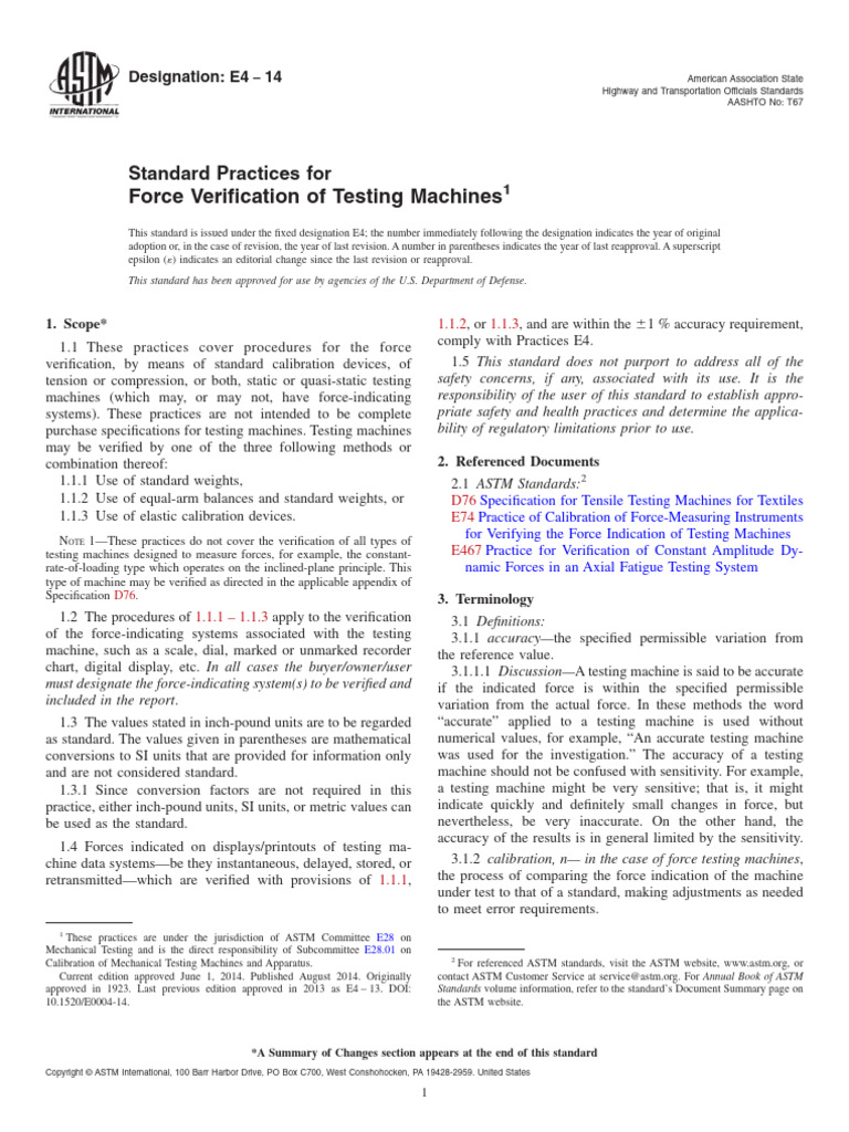 Astm E4 - 14 | PDF