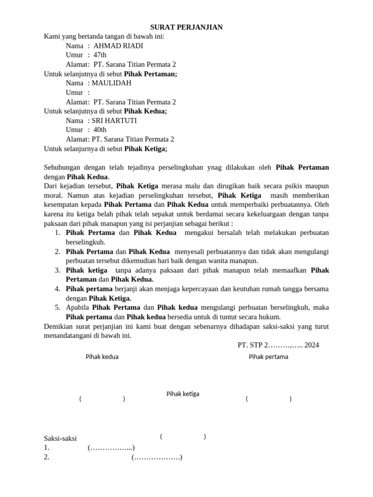 Surat Perjanjian | PDF