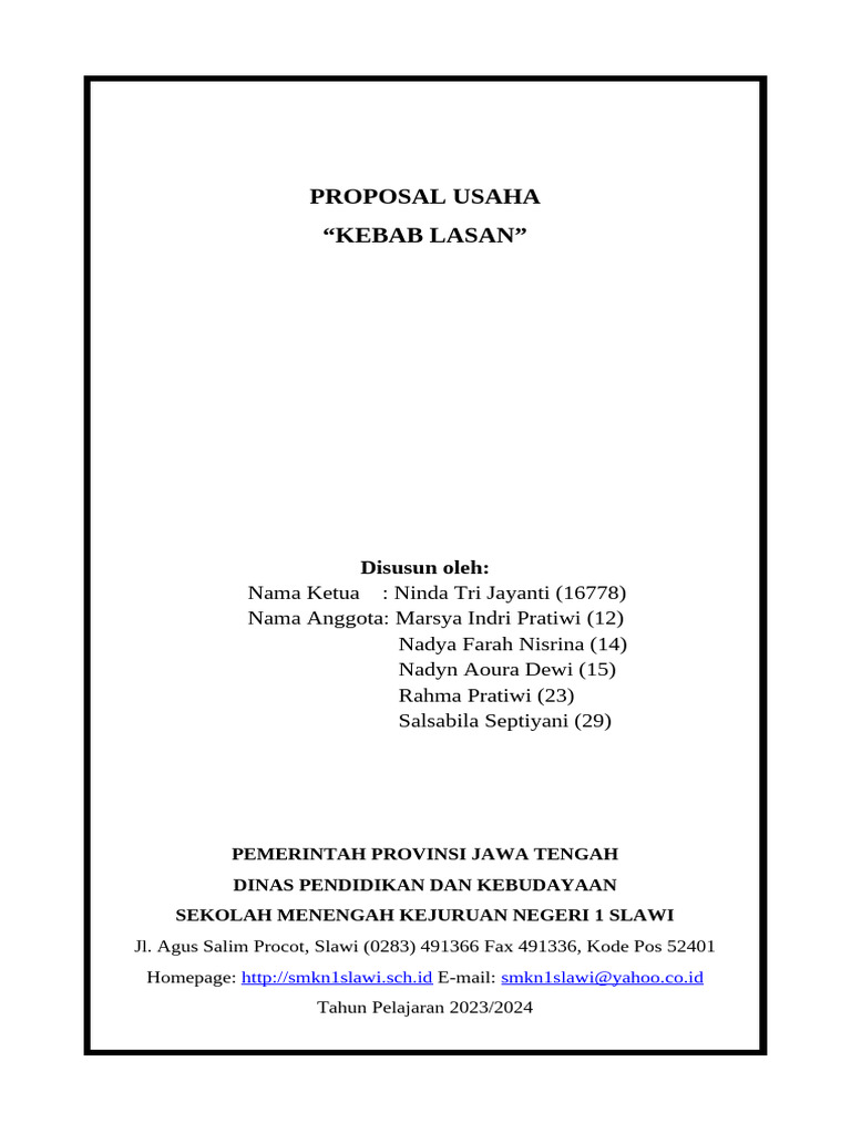 Proposal Kebab Rak Rampung Rampung | PDF