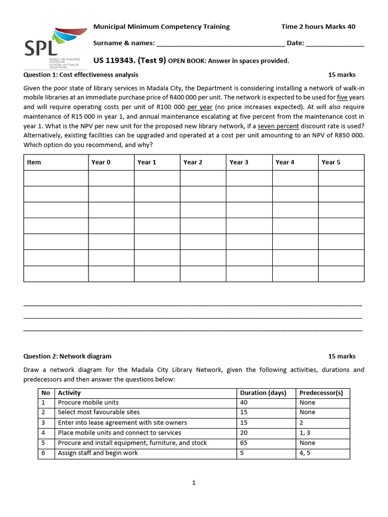 MMC US119343 formative test 9 PAPER | PDF