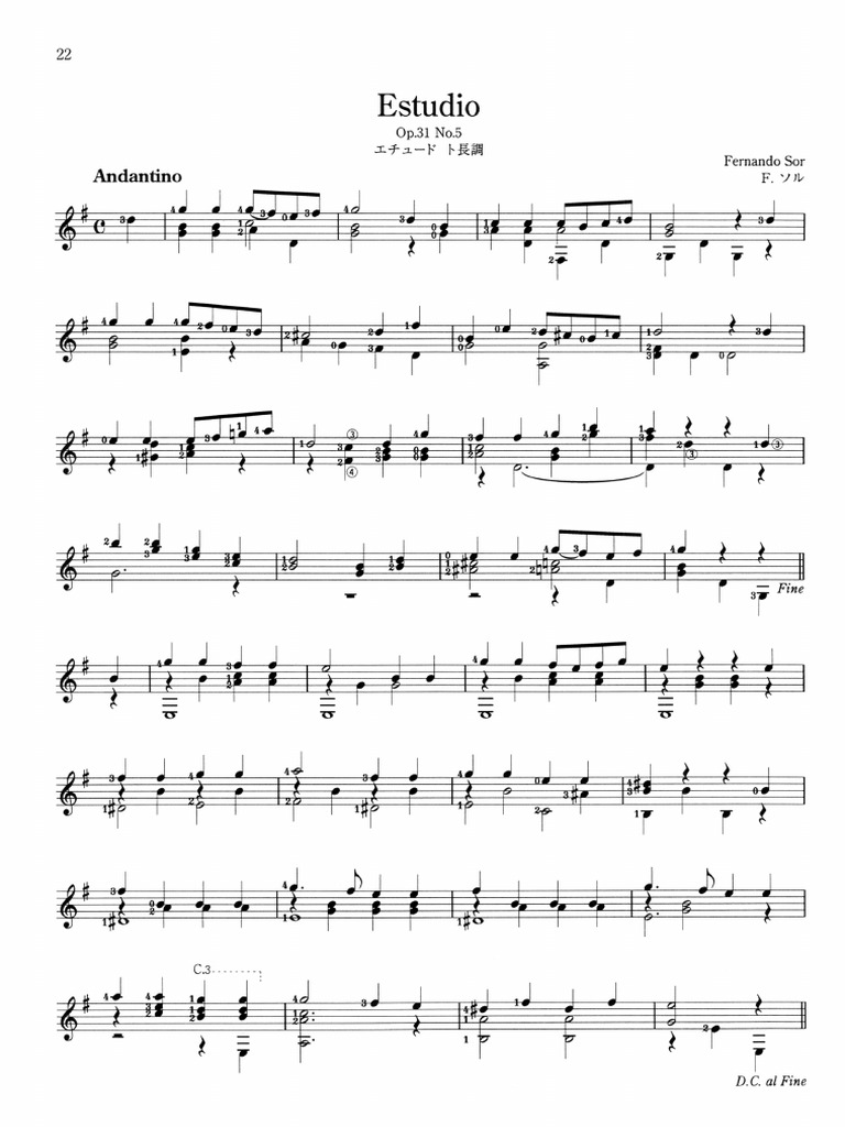Etude No.5, Op.31 - F.Sor | PDF