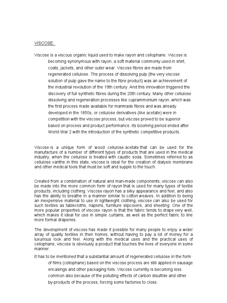 The Production Process of Viscose Rayon: From Raw Materials to Textile ...